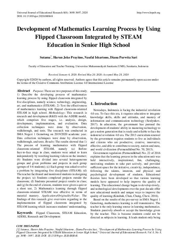 (PDF) Development of Mathematics Learning Process by Using Flipped ...