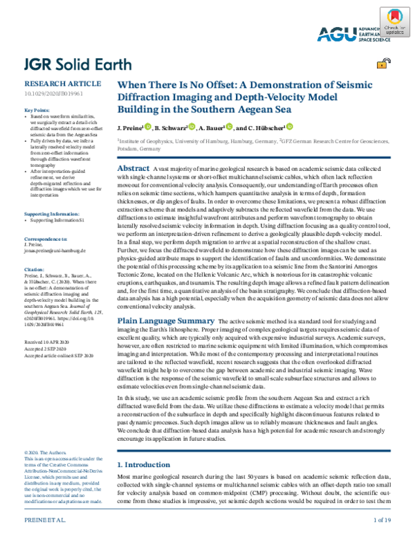 (PDF) When there is no offset - a demonstration of seismic diffraction ...