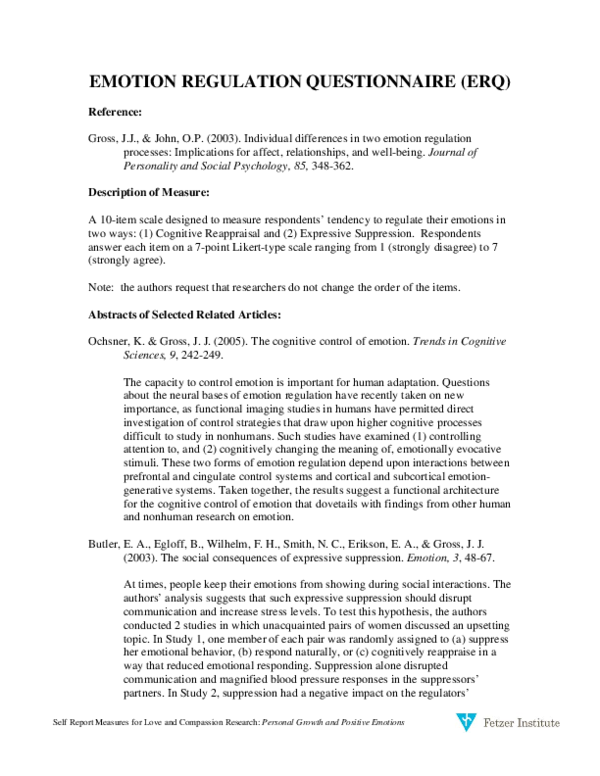 (PDF) Self Report Measures for Love and Compassion Research: Personal ...