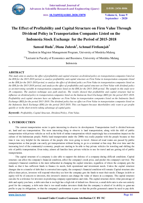 (PDF) The Effect of Profitability and Capital Structure on Firm Value Through Dividend Policy in ...