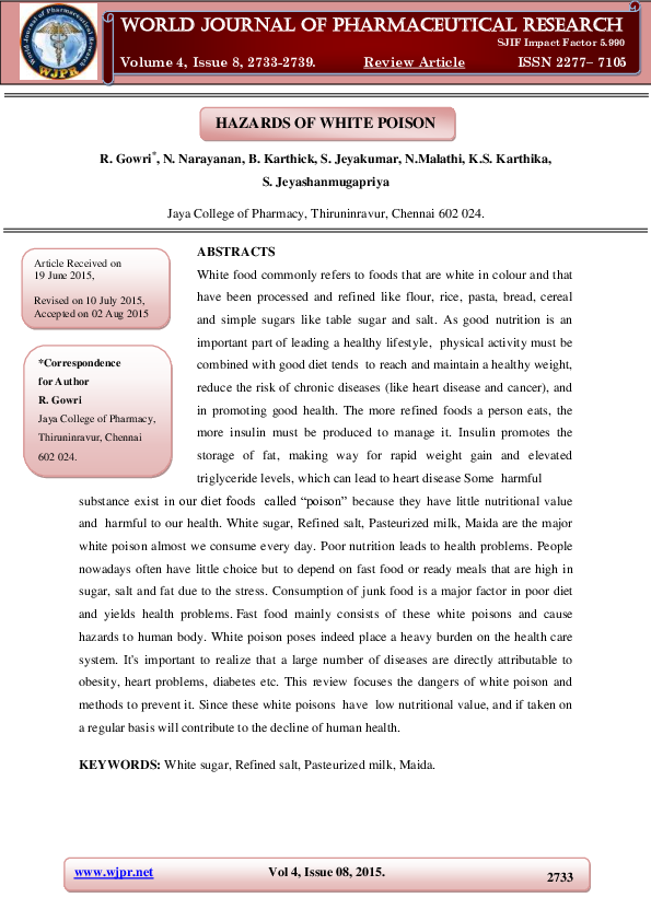 (PDF) HAZARDS OF WHITE POISON