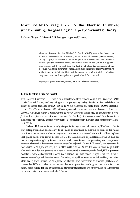 (PDF) From Gilbert's magnetism to the Electric Universe: understanding ...
