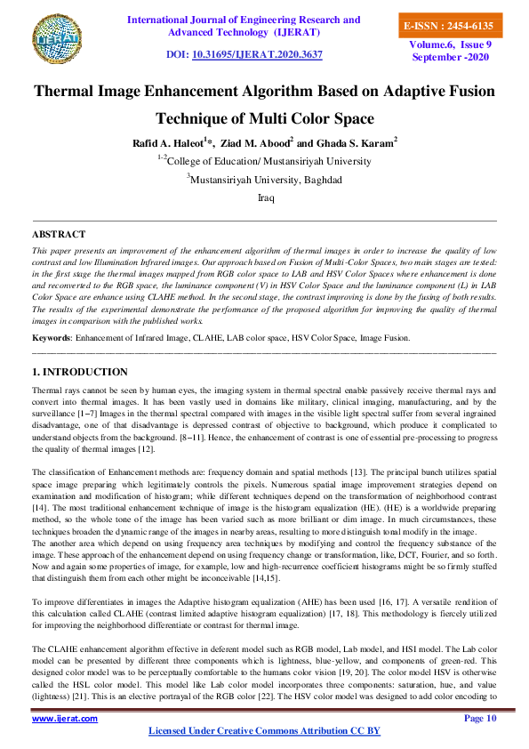 Pdf Thermal Image Enhancement Algorithm Based On Adaptive Fusion