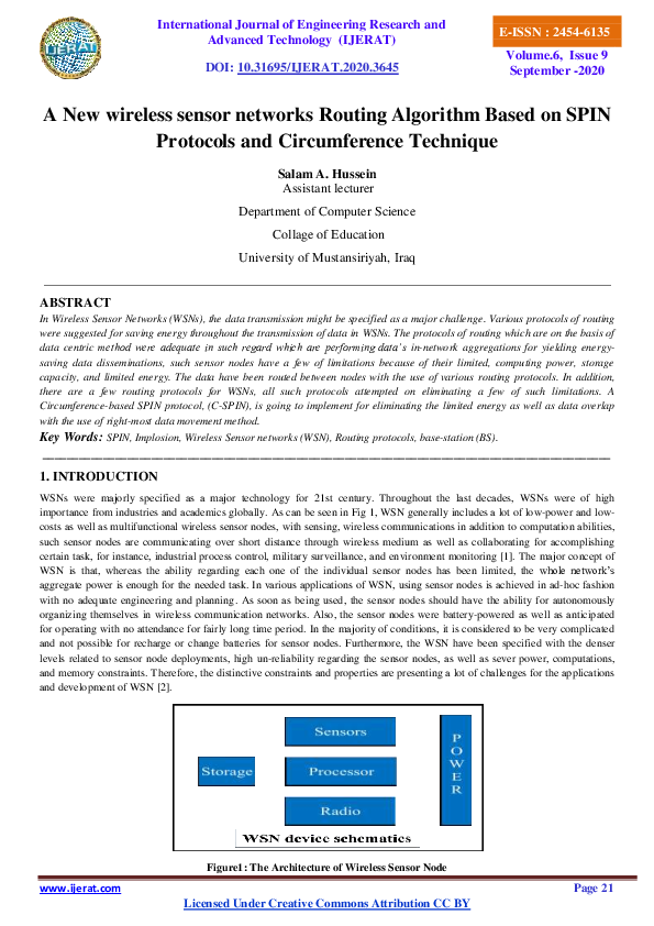 (PDF) A New wireless sensor networks Routing Algorithm Based on SPIN ...