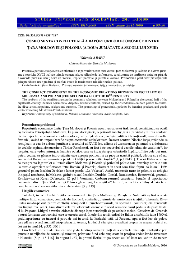 (PDF) COMPONENTA CONFLICTUALĂ A RAPORTURILOR ECONOMICE DINTRE ŢARA ...