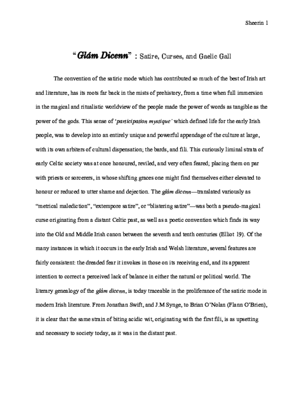 (PDF) " Glám Dicenn " : Satire, Curses, and Gaelic Gall