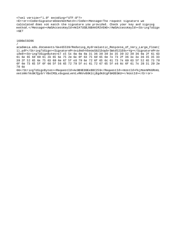 Pdf Reducing Hydroelastic Response Of Very Large Floating Structure