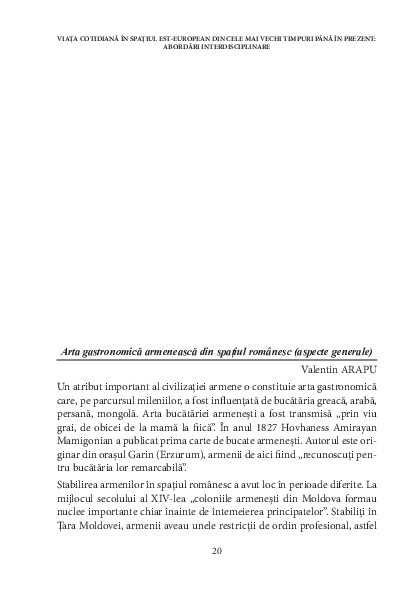 (PDF) Arta gastronomică armenească din spațiul românesc (aspecte generale)