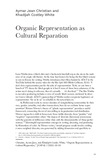 (PDF) Organic Representation as Cultural Reparation