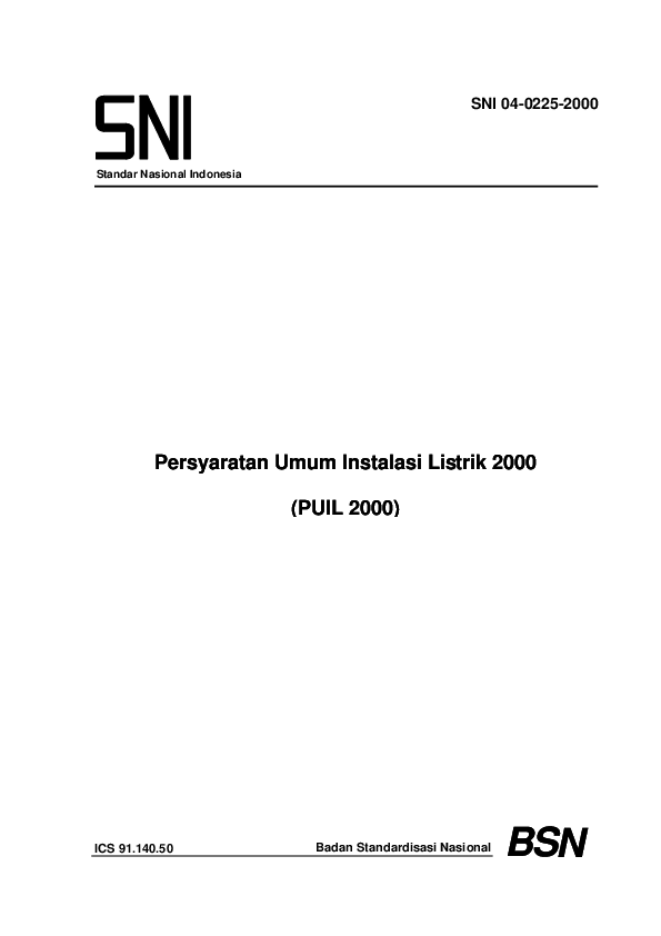 (PDF) Persyaratan Umum Instalasi Listrik 2000 (PUIL 2000