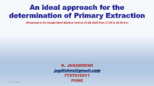 (PDF) An Ideal Approach for the determination of Primary Extraction ...