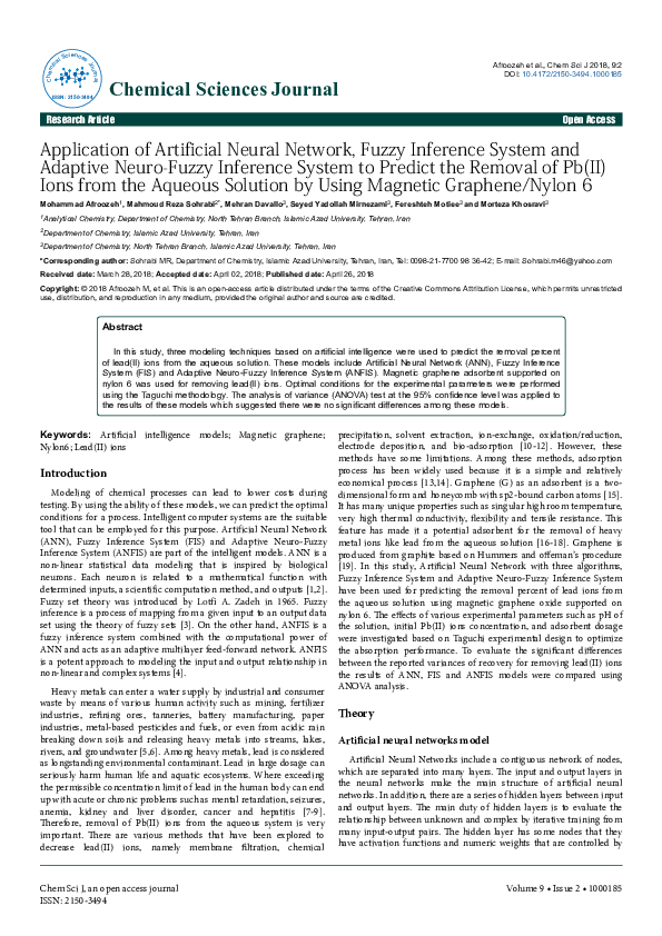 (PDF) Application of Artificial Neural Network, Fuzzy Inference System and Adaptive Neuro-Fuzzy ...