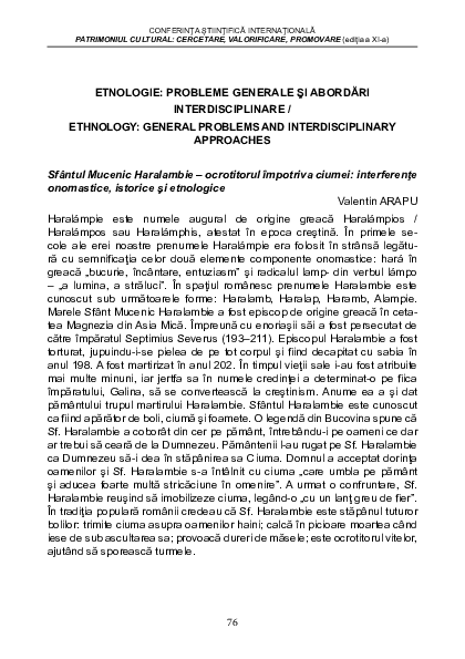 (PDF) Sfântul mucenic Haralambie ocrotitorul împotriva ciumei ...