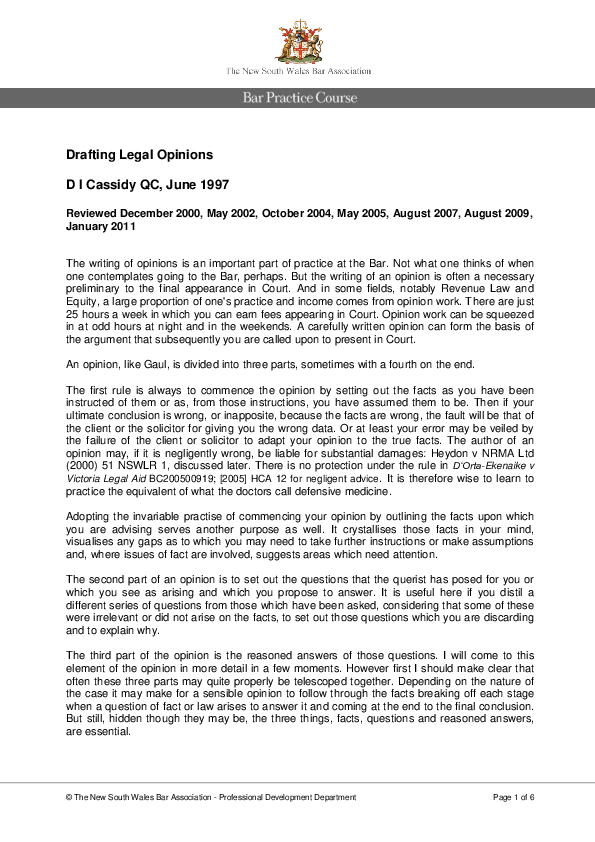 (PDF) Drafting Legal Opinions - Cassidy QC.pdf