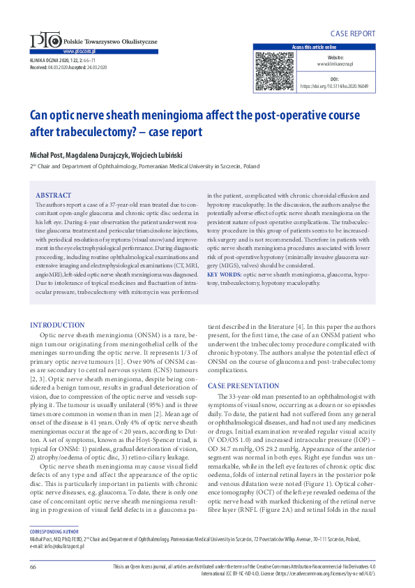 (PDF) Can optic nerve sheath meningioma affect the post-operative ...