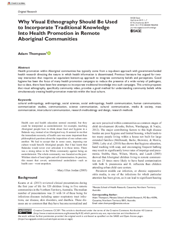 (PDF) Why Visual Ethnography Should Be Used to Incorporate Traditional Knowledge Into Health ...
