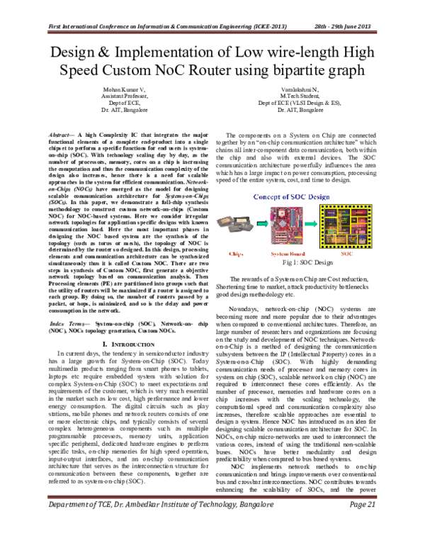 Pdf Design And Implementation Of Low Wire Length High Speed Custom Noc Router Using Bipartite Graph