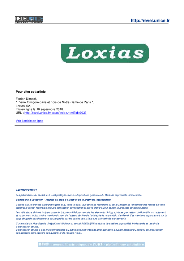(PDF) Pierre Gringore dans et hors de Notre-Dame de Paris