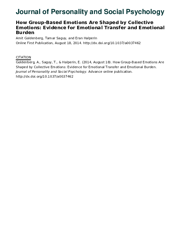 (PDF) How group-based emotions are shaped by collective emotions ...