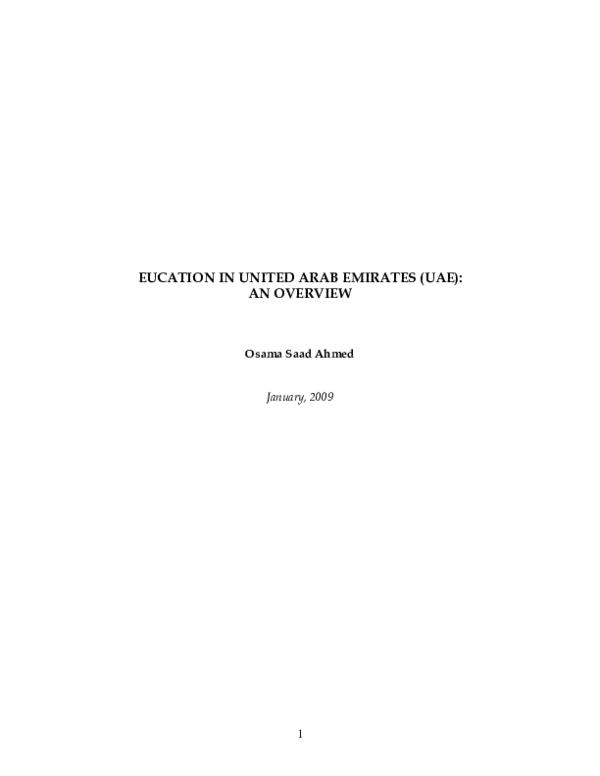 (PDF) EUCATION IN UNITED ARAB EMIRATES (UAE): AN OVERVIEW