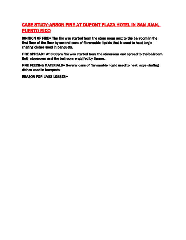 (DOC) CASE STUDY-ARSON FIRE AT DUPONT PLAZA HOTEL