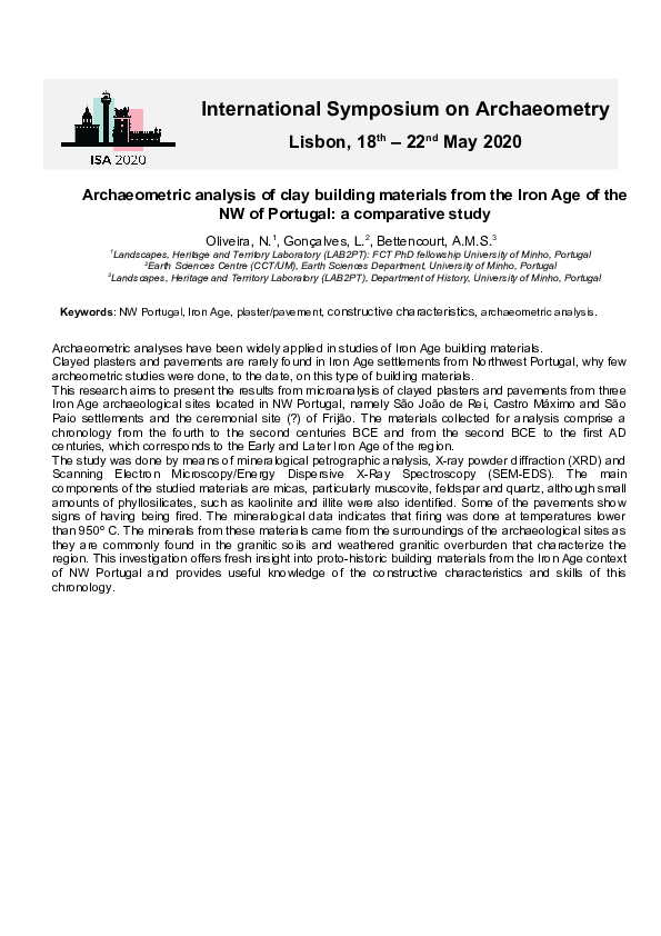 (DOC) International Symposium on Archaeometry Lisbon, 18 th -22 nd May ...