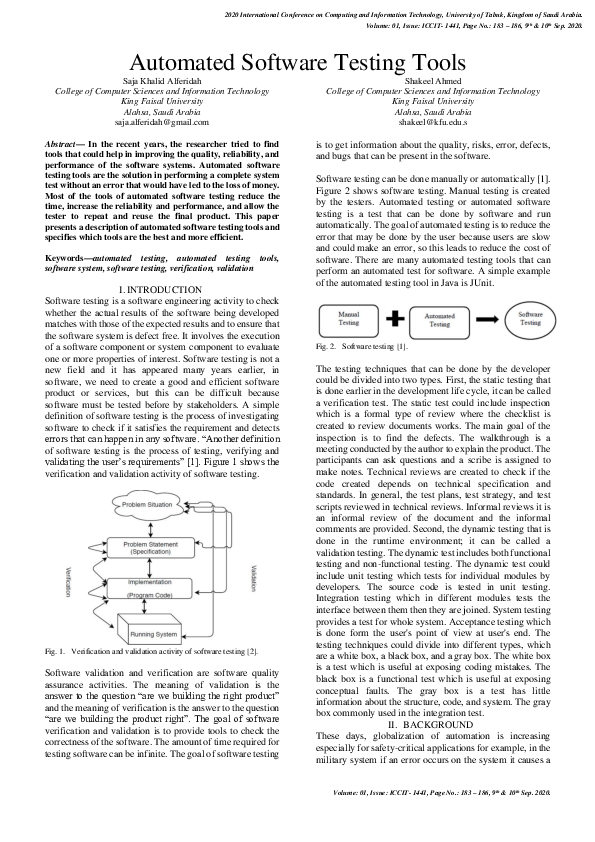 (PDF) Automated Software Testing Tools