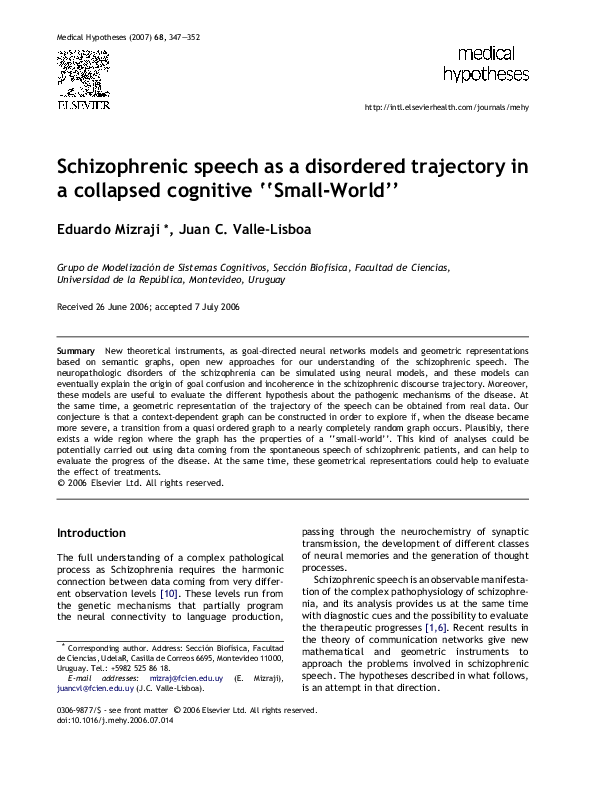(PDF) Schizophrenic speech as a disordered trajectory in a collapsed ...