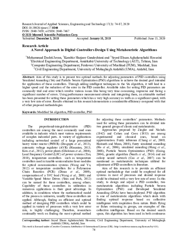 (PDF) Research Article A Novel Approach in Digital Controllers Design Using Metaheuristic Algorithms