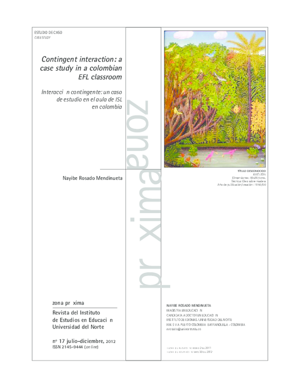 (PDF) Contingent interaction: a case study in a colombian EFL classroom