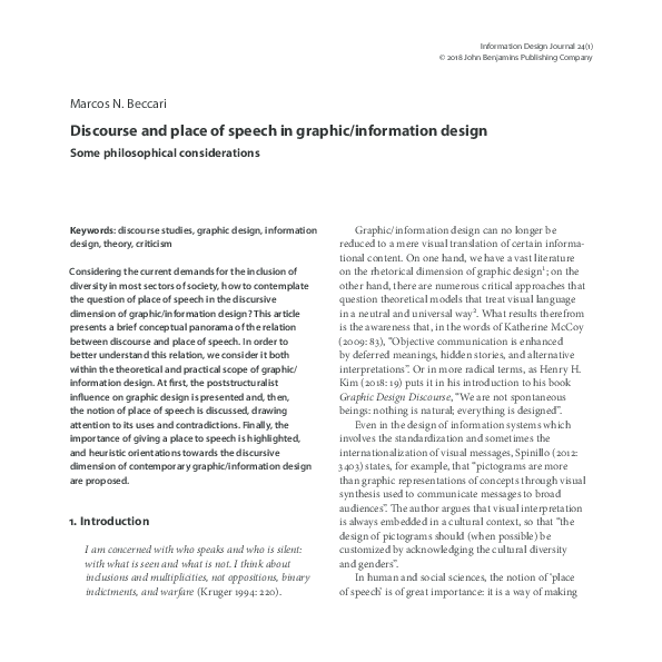 (PDF) Discourse and place of speech in graphic/information design: Some ...