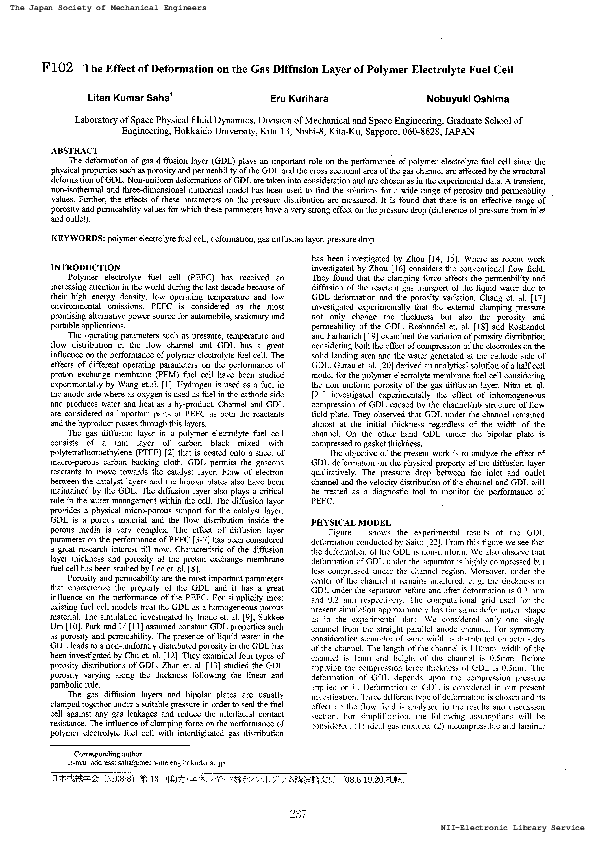 (PDF) F102 The Effect of Deformation on the Gas Diffusion Layer of Polymer Electrolyte Fuel Cell