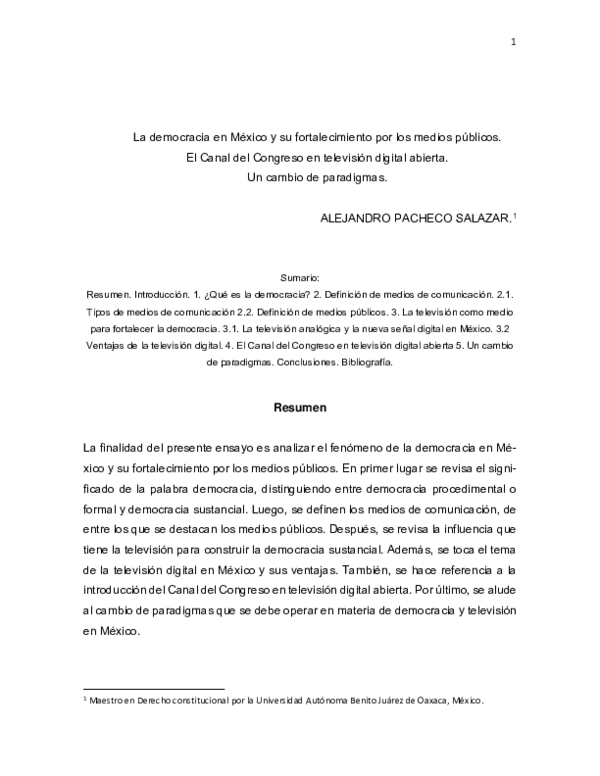 (PDF) La Democracia en México y Medios Públicos por Alejandro Pacheco Salazar | Alejandro ...