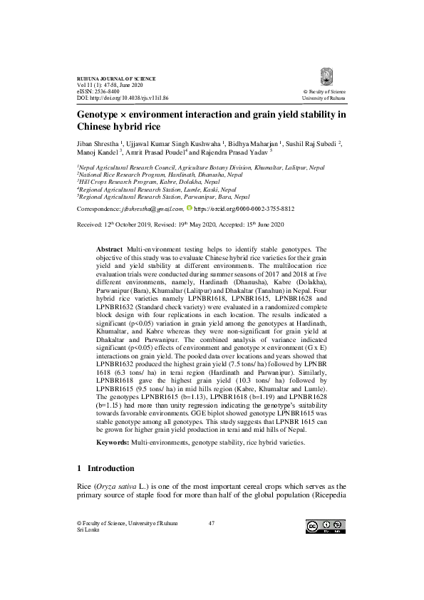 (PDF) Genotype × environment interaction and grain yield stability in ...