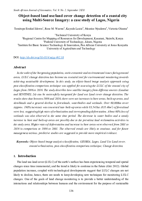 (PDF) Object-based land use/land cover change detection of a coastal city using Multi-Source ...