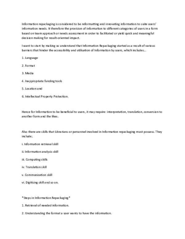 (DOC) Information Repackaging