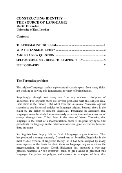 (PDF) CONSTRUCTING IDENTITY - THE SOURCE OF LANGUAGE