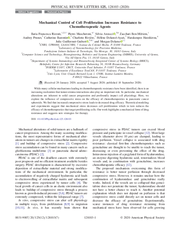 (PDF) Mechanical Control of Cell Proliferation Increases Resistance to ...