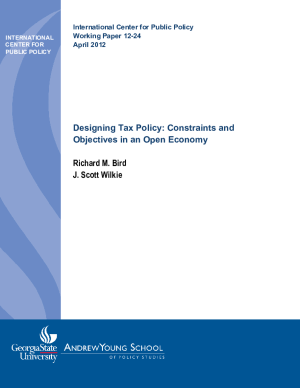 (PDF) Designing Tax Policy: Constraints and Objectives in an Open Economy