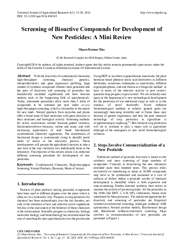 (PDF) Screening of Bioactive Compounds for Development of New ...