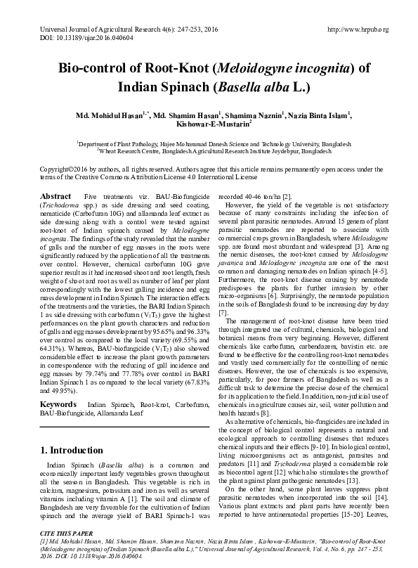 (PDF) Bio-control of Root-Knot (Meloidogyne incognita) of Indian ...