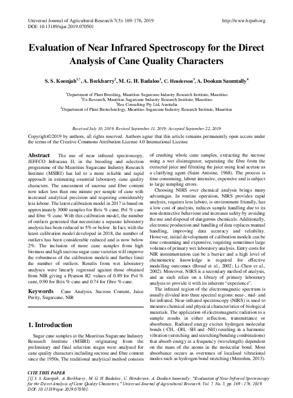 (PDF) Evaluation of Near Infrared Spectroscopy for the Direct Analysis ...