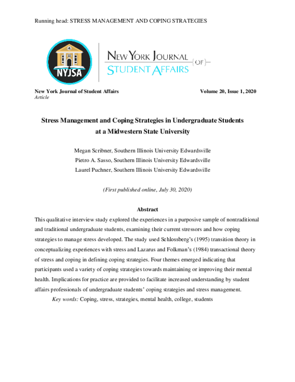 (PDF) Stress Management and Coping Strategies in Undergraduate Students ...