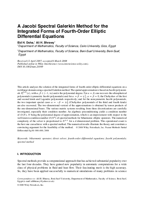 (PDF) Jacobi Spectral Galerkin Method for the Integrated Forms of Fourth-Order Elliptic ...