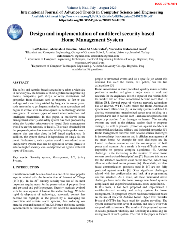 (PDF) Design and implementation of multilevel security based home management system