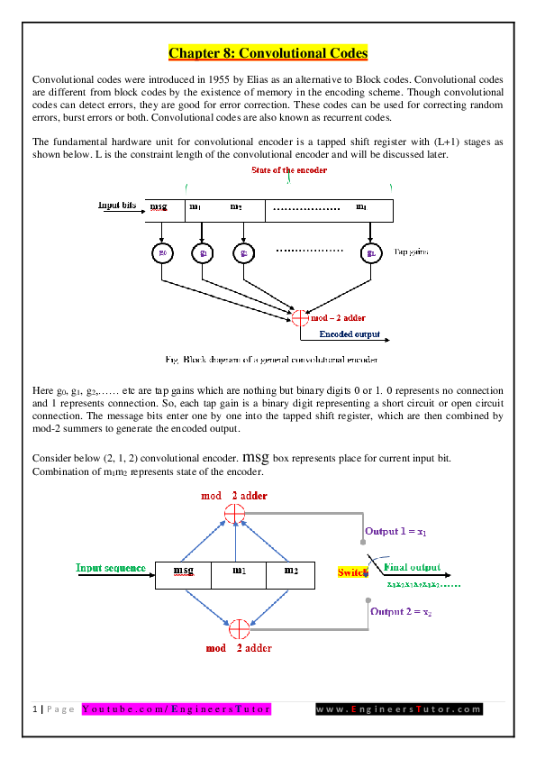 Pdf Convolutional Codes Complete Notes Gopalakrishna Rapaka