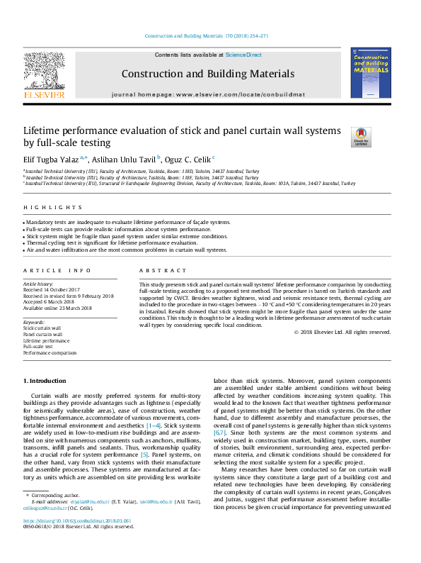 (PDF) Lifetime performance evaluation of stick and panel curtain wall ...