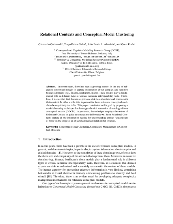 (PDF) Relational Contexts and Conceptual Model Clustering