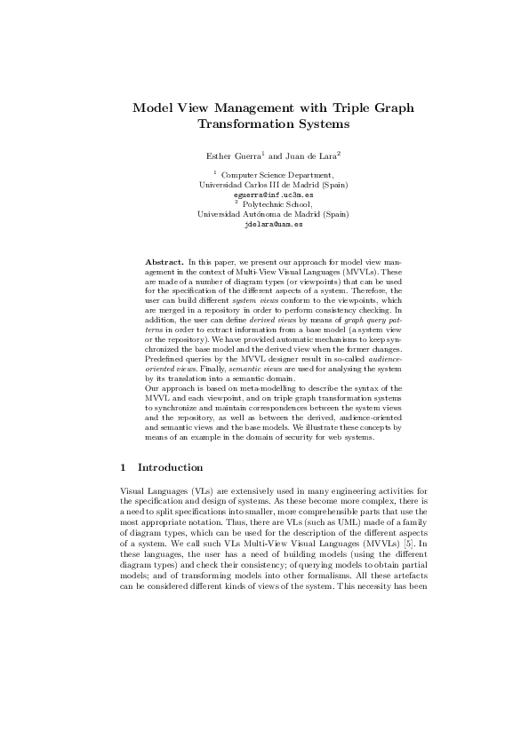 Pdf Model View Management With Triple Graph Transformation Systems