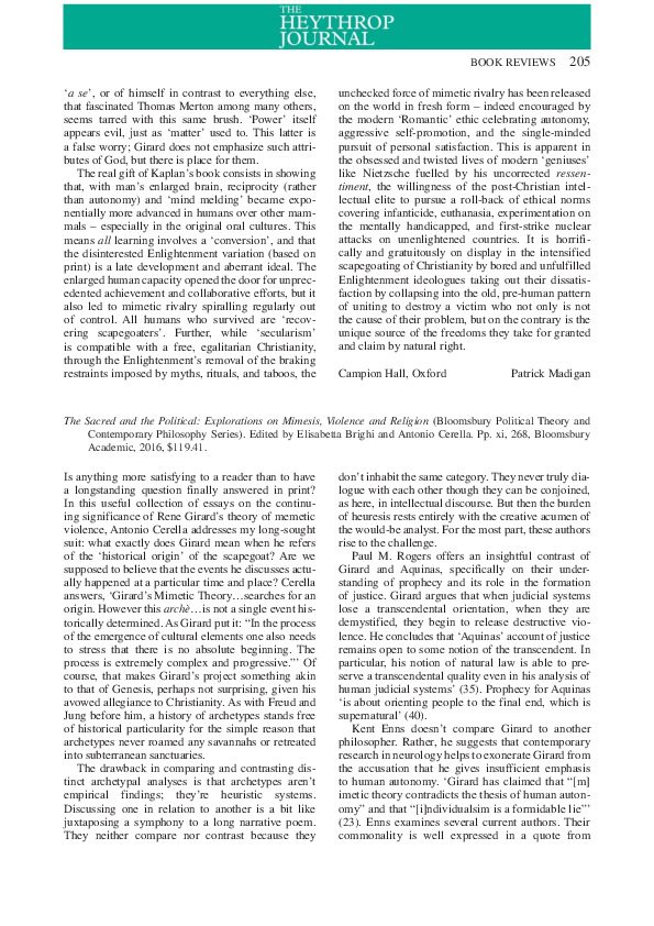 (PDF) Review of The Sacred and the Political by Terrance Klein, The ...